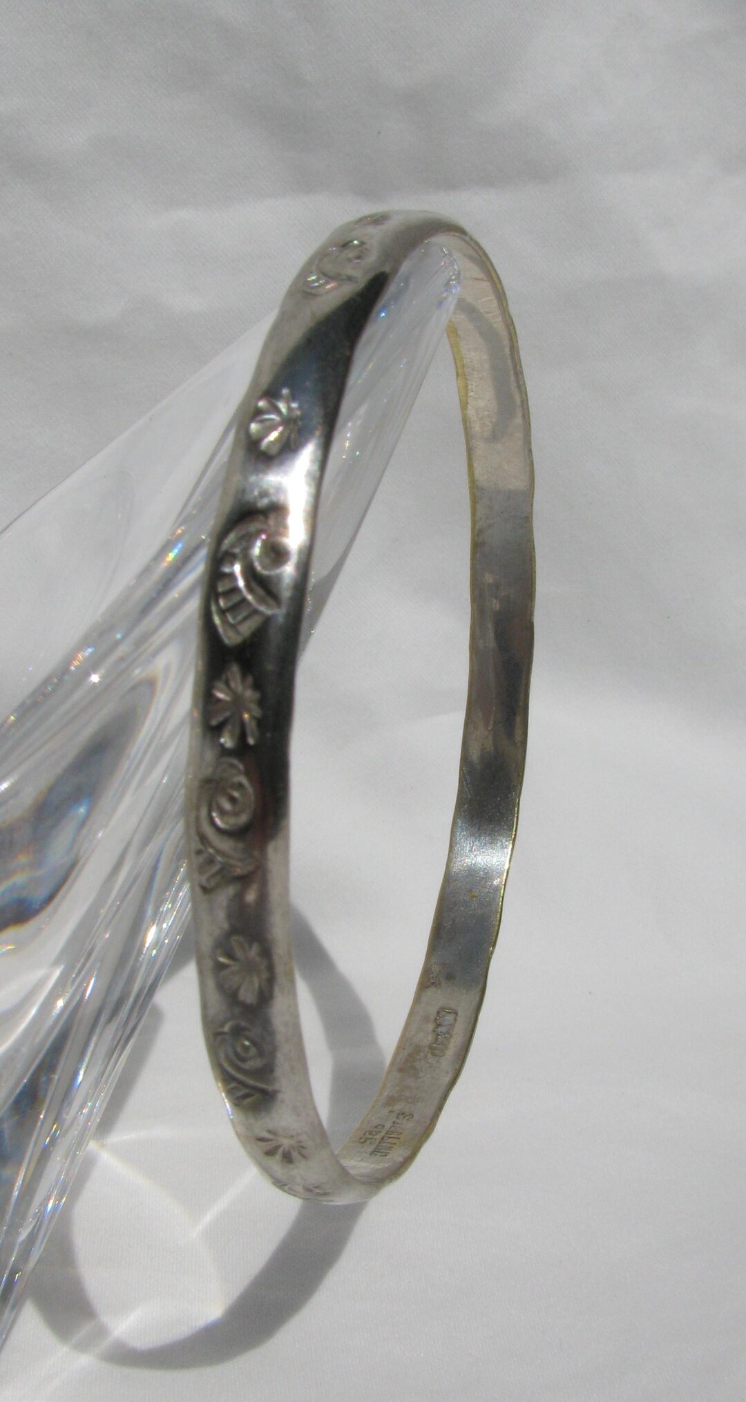 Beautiful Vintage Etched Aztec Symbol Lady's Sterling Silver Bangle ...