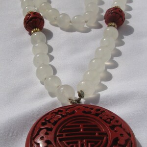 Gorgeous Large Asian Symbol Cinnabar Pendant Necklace, Cinnabar and ...