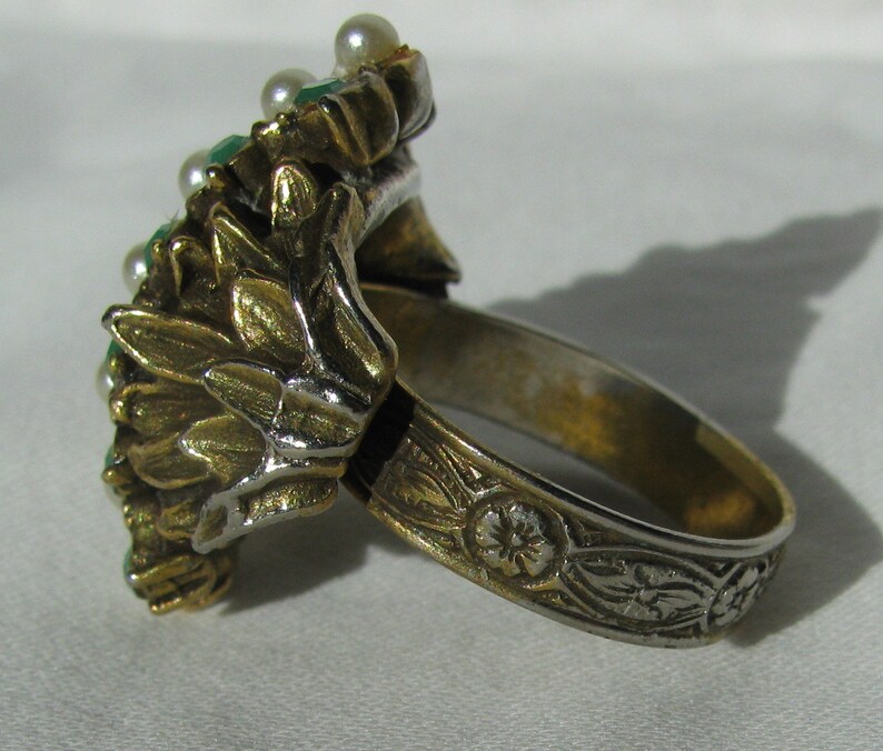 Ornate Beautiful Vintage Costume Adj. Size Ladies Ring Green - Etsy