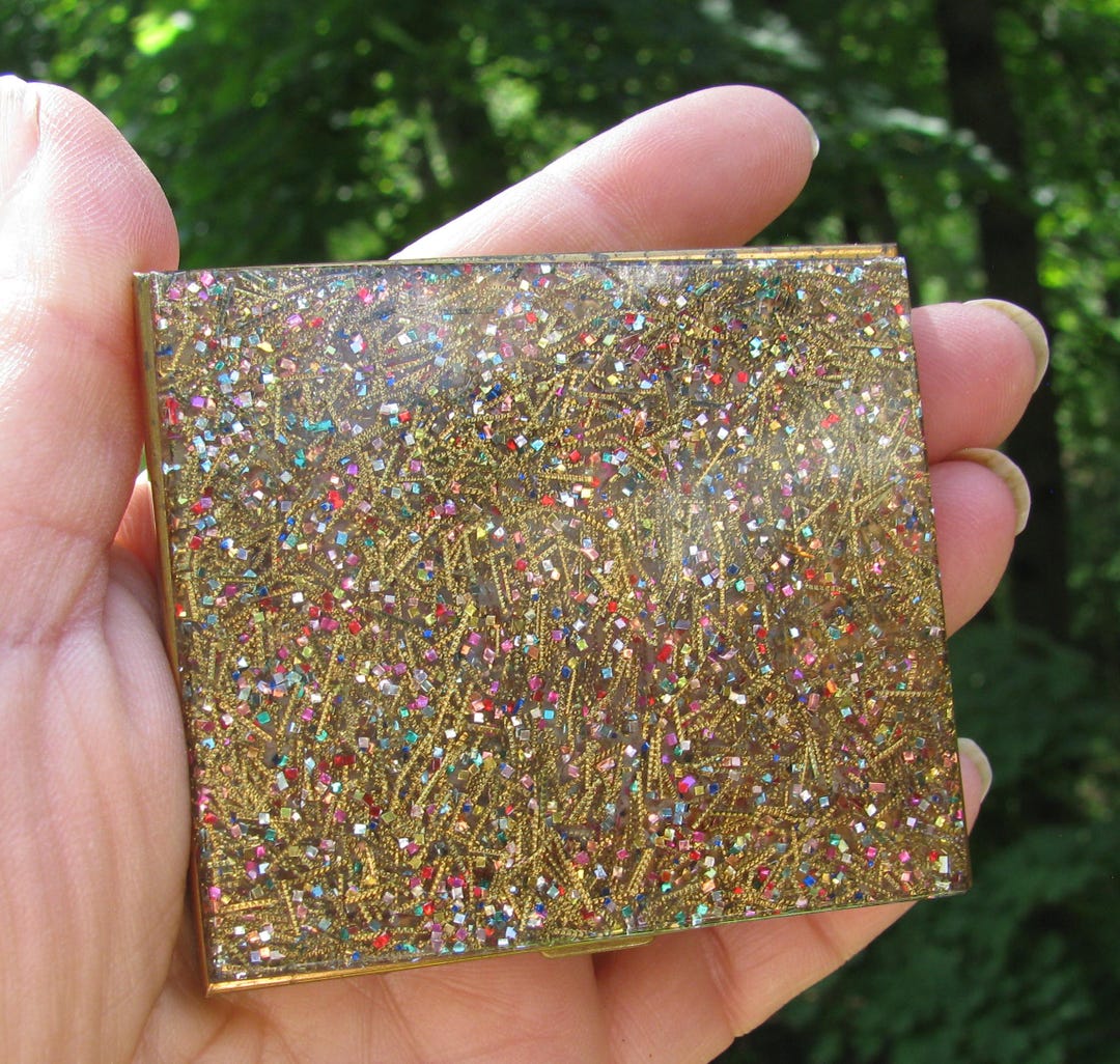 Vintage 1960's Unique Cover Empty Lady's Gold Tone Compact With Mirror ...