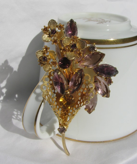 Amazingly Beautiful Vintage Floral Rhinestone Floral … - Gem