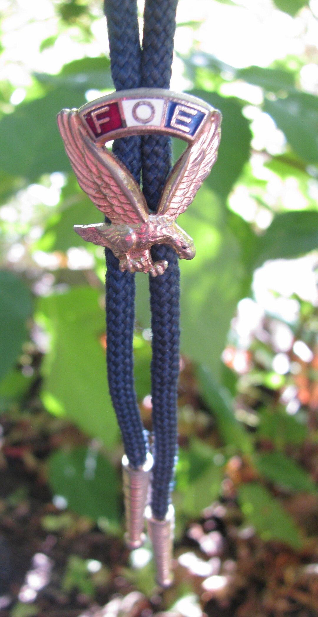 Vintage Men's Bolo Tie, Fraternity of Eagles Enameled Gold Slide, F.O.E ...