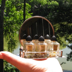 Cardinal Perfume Caddy With Art Deco Back Mirror, 3 Empty Mini Perfumes ...