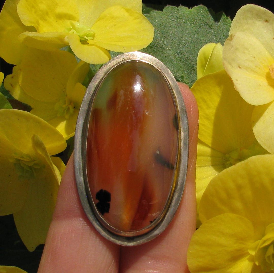 Gorgeous Big Antique Montana Moss Agate 1 & 7/8" Oval Brooch or Lapel ...