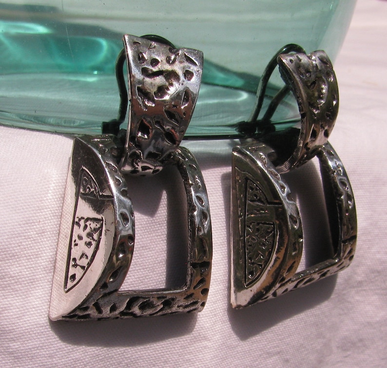 Amazing TORTOLANI Signed Vintage 1960's Dangling Etched Repousse Silver ...