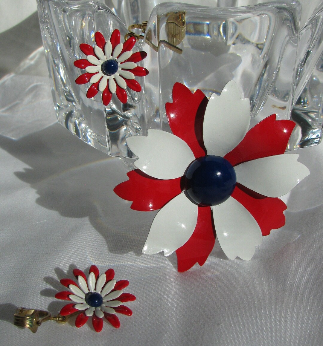Retro 1970's Patriotic Daisy Flower Demi Parure Red - Etsy
