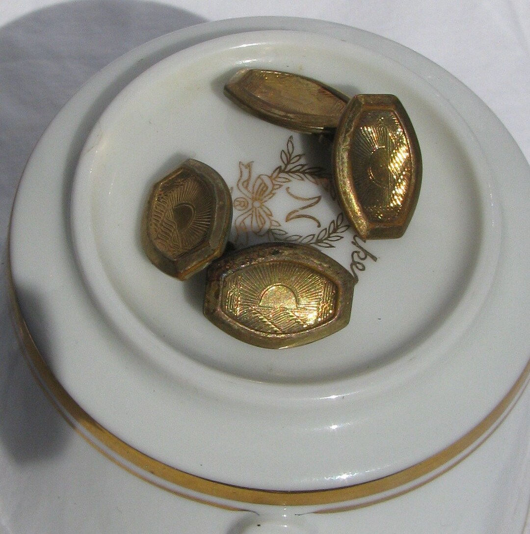 Antique HWK Signed Men's Gold Talon Grip Cuff Links, Likely 14K Yellow ...