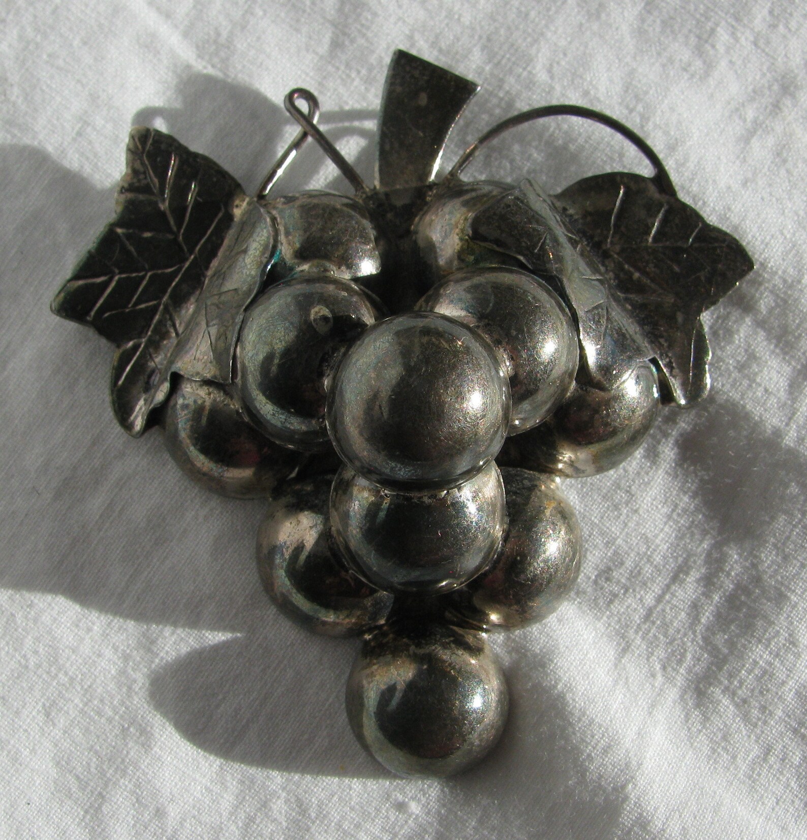 Super BIG Vintage Sterling Silver Grape Cluster Brooch Pendant | Etsy