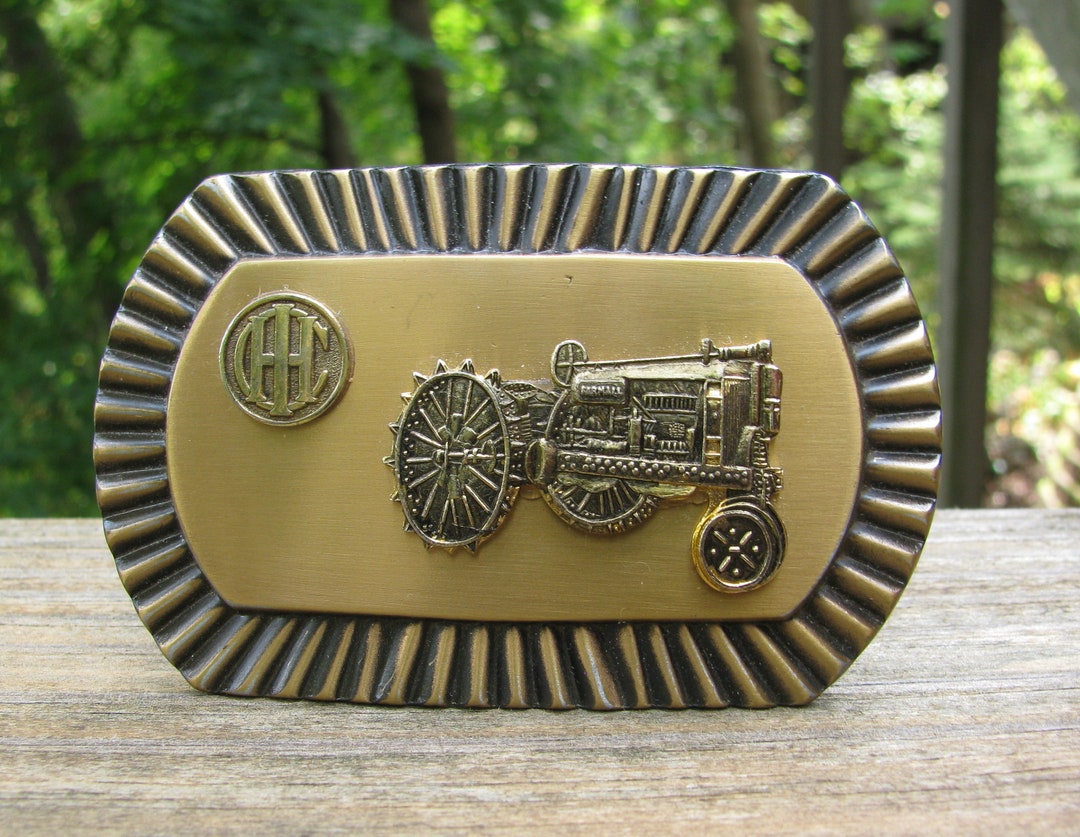 Vintage Brass International Harvester Farmall Tractor Men's Belt Buckle ...