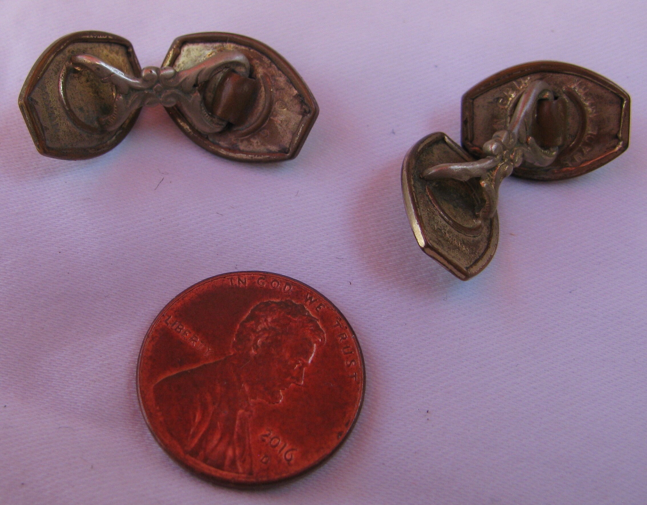 Antique HWK Signed Men's Gold Talon Grip Cuff Links, Likely 14K Yellow ...