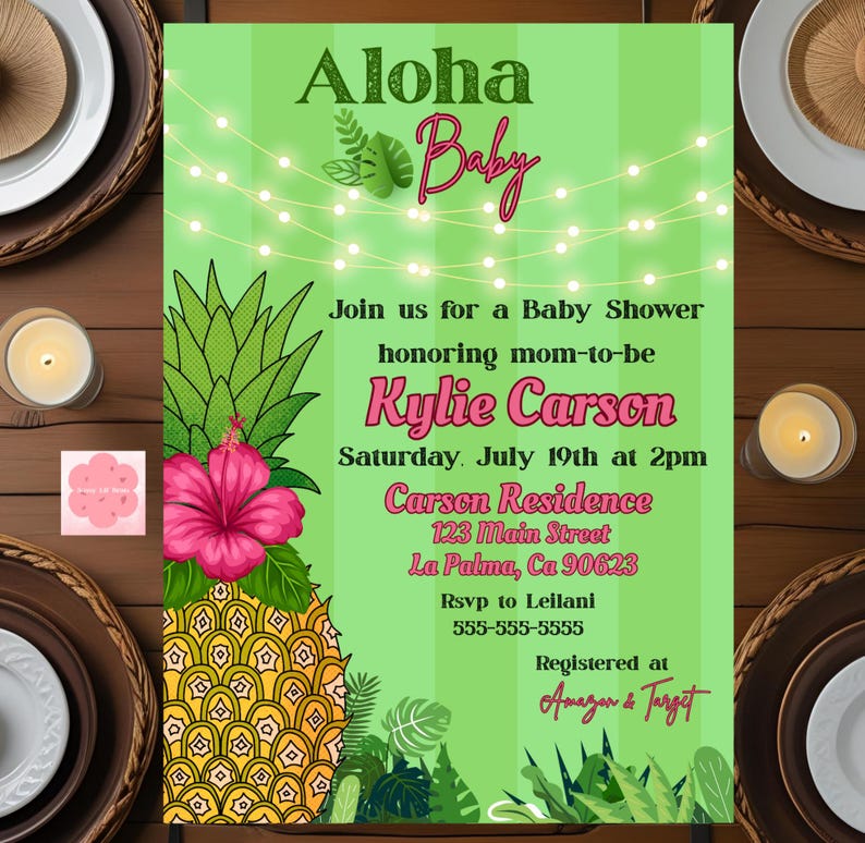 Plantilla de invitación para baby shower Aloha, baby shower luau ...