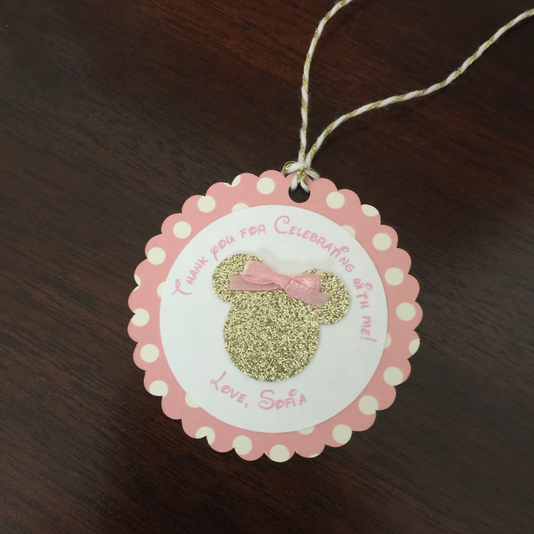 12 Pink and Gold Minnie Mouse Favor Tags Minnie Mouse Favor Tags Pink ...