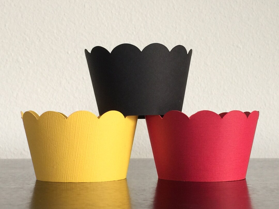 12 Red Yellow Black Cupcake Wrappers - Disney Inspired - Wedding Baby ...