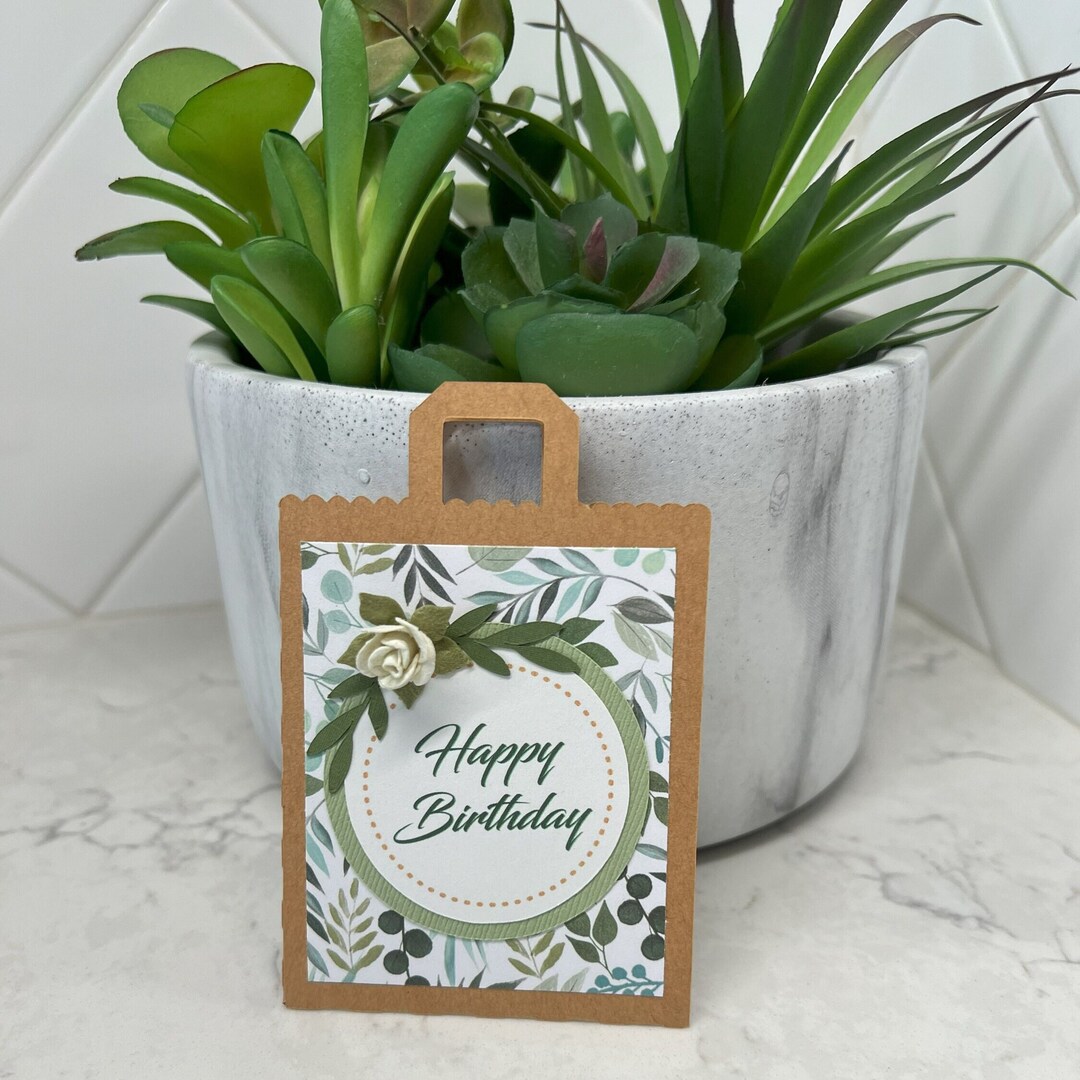 Handmade Happy Birthday Gift Card Holder: Kraft Paper Floral Design - Etsy