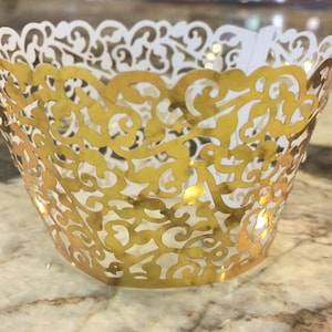 10 Metallic Gold Cupcake Wrappers, Gold Cupcake Liners, Gold Foil ...