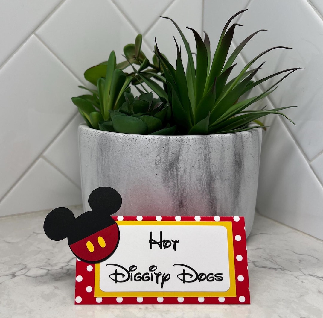 Custom Mickey Mouse Birthday Food Labels | Disney Place Cards | Disney ...