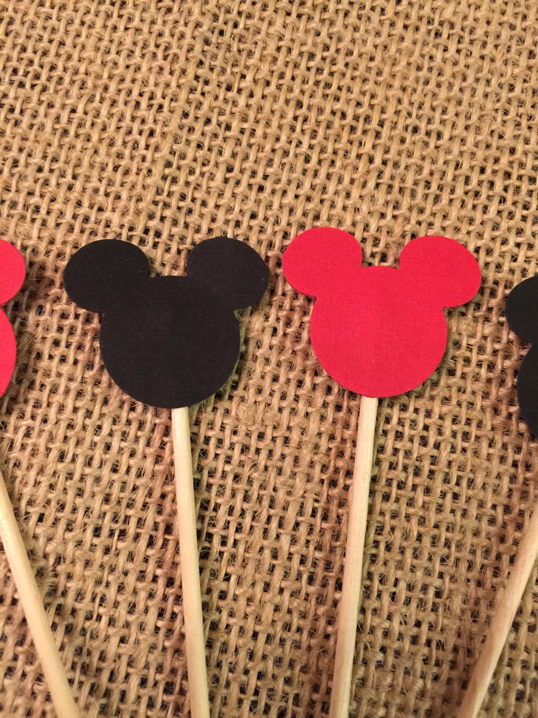 Mickey Mouse Cupcake Toppers: Red & Black 1st Birthday Picks - Etsy