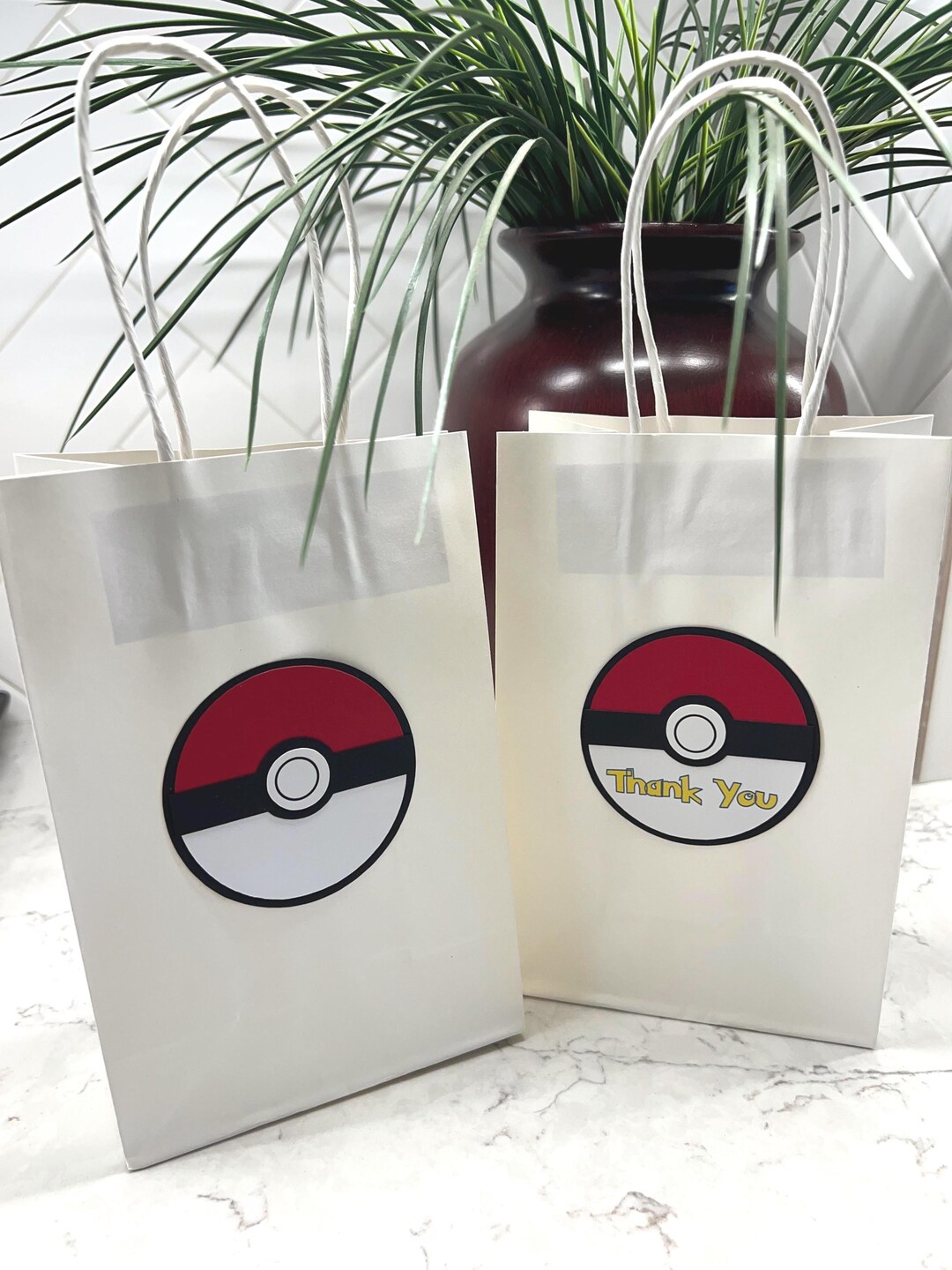 6 Pokemon Inspired Favor Bags - Pokemon Favor Tags - Pokemon Pokeball ...