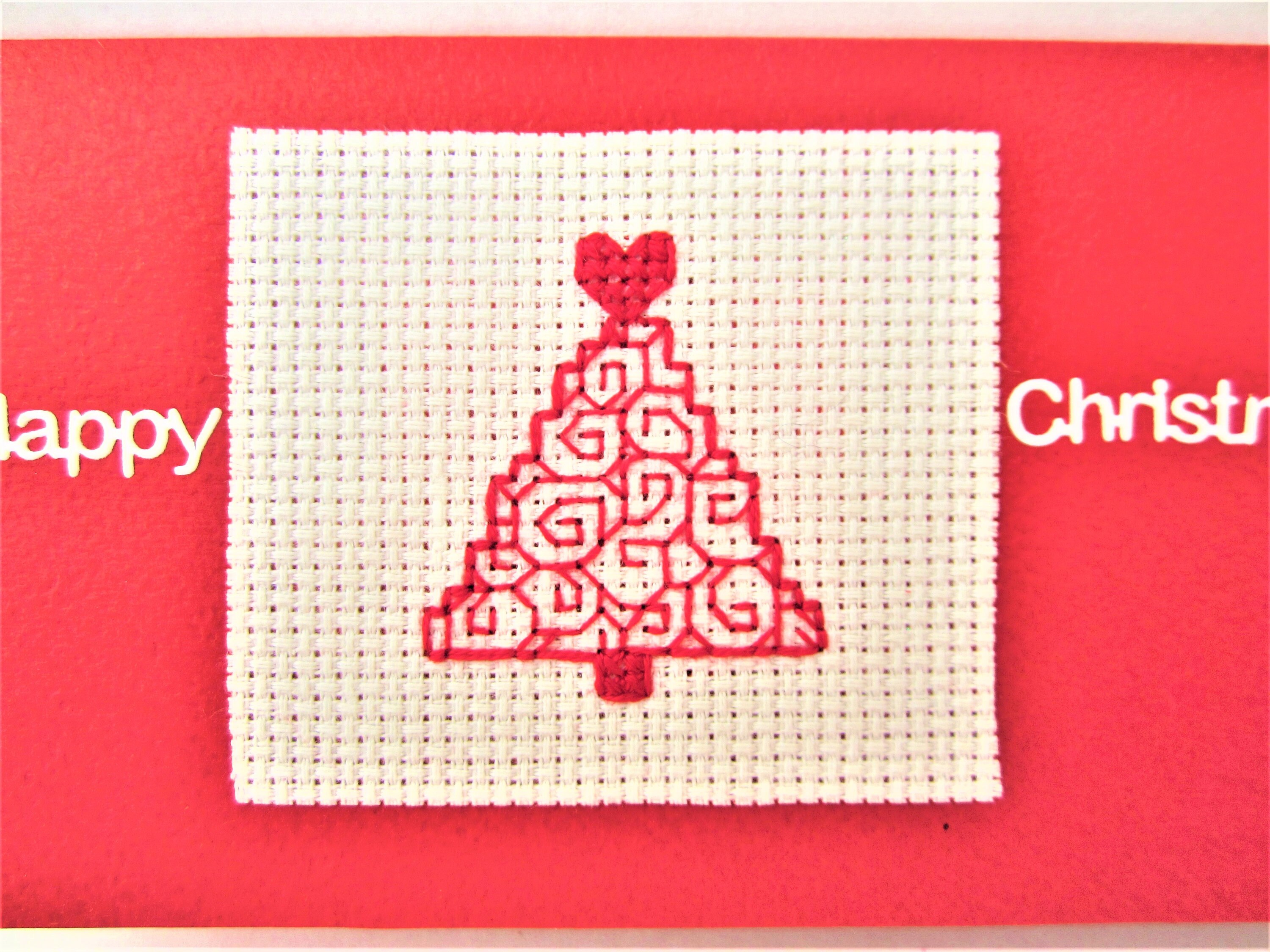 Christmas Tree Cross Stitch Card With 'happy - Etsy