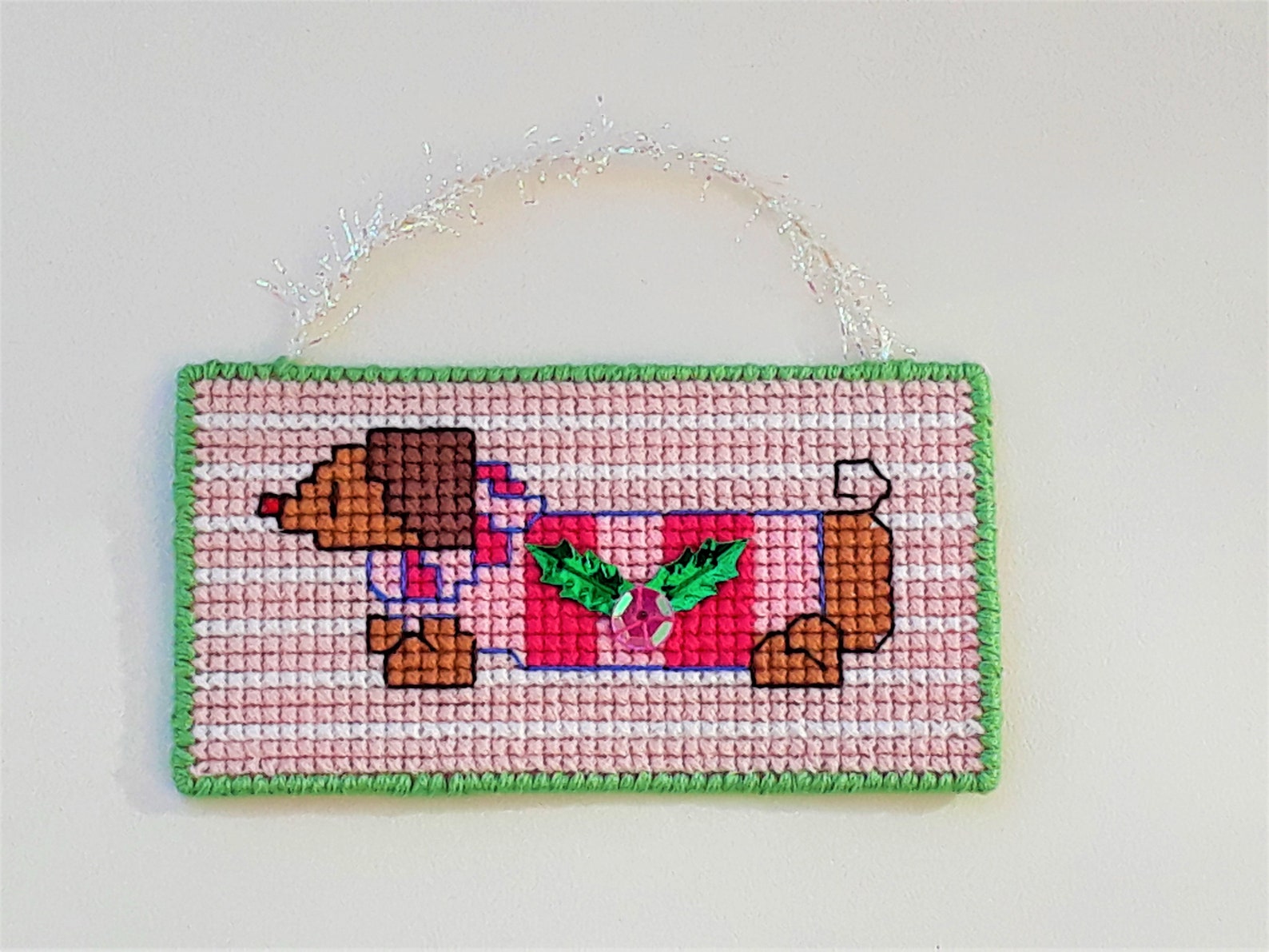 Daschund/sausage Dog/weiner/doxie Cross Stitch Hanging Xmas - Etsy