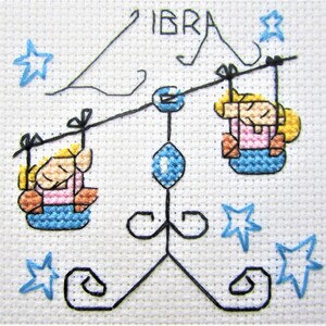 Libra Cross Stitch Star Sign Zodiac Small Instant Digital - Etsy
