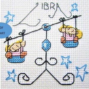 Libra Cross Stitch Star Sign Zodiac Small Instant Digital - Etsy