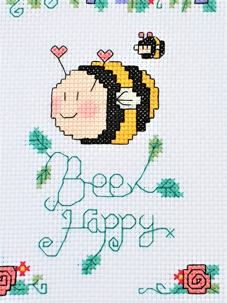Bee Happy Cute Cross Stitch Instant Digital Download PDF Pattern/chart ...