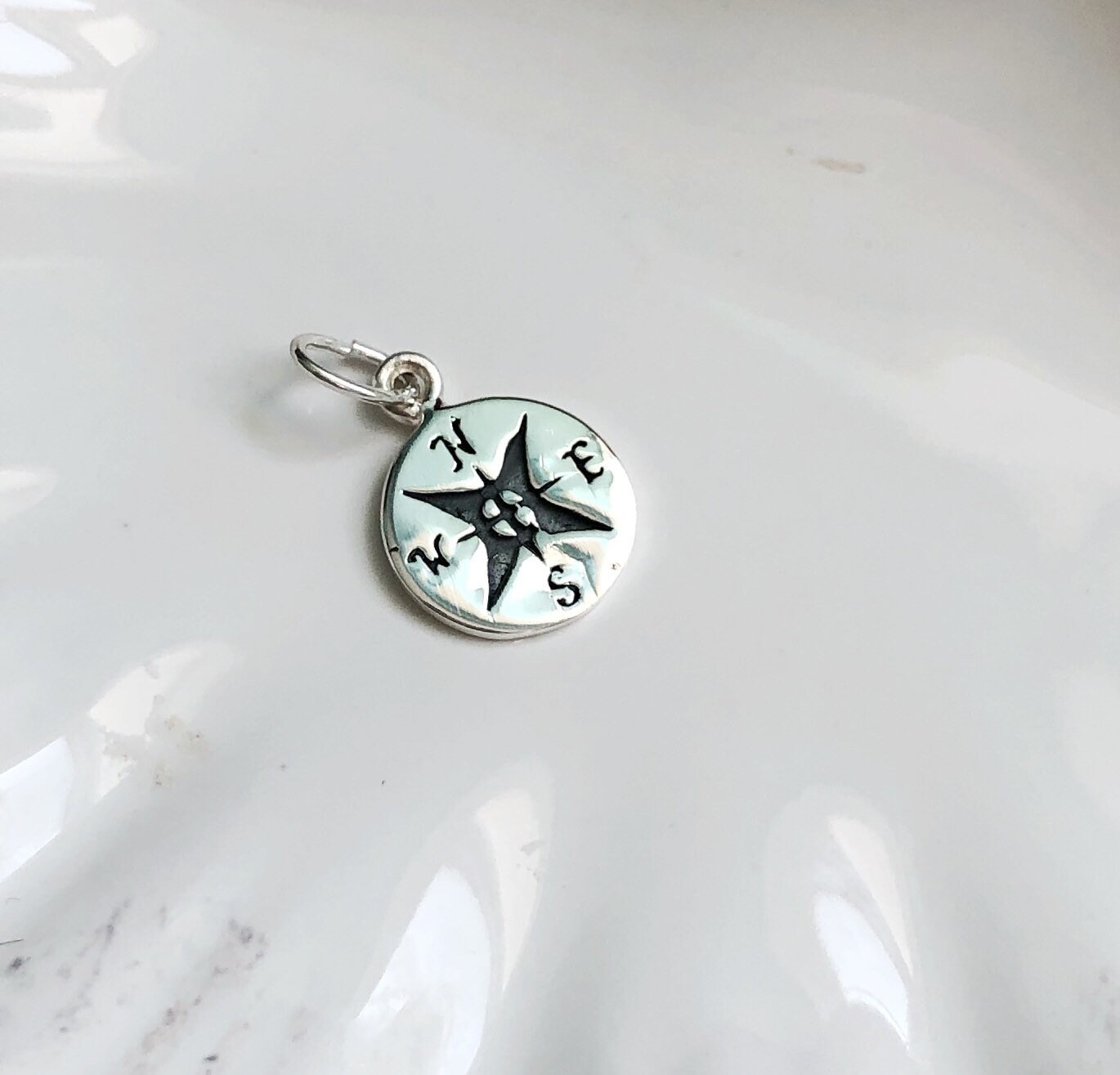 Sterling Silver Compass Charm Silver Compass Pendant 10mm | Etsy