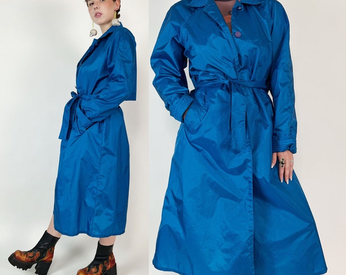 80's Vintage Totes Trench Coat Duster W/ Belt Medium 8/10 - Long Blue ...