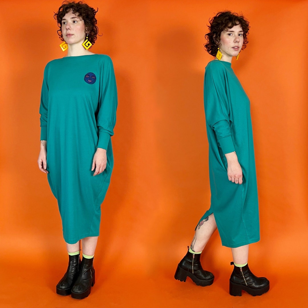 80's Batwing Long Sleeve MOON Patch Cozy Winter Fall Midi - Etsy