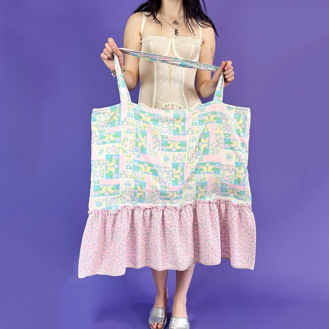 Upcycled Oversized Tote Bag Handmade 1 of 1 Kitschy Cute Girly Vintage ...