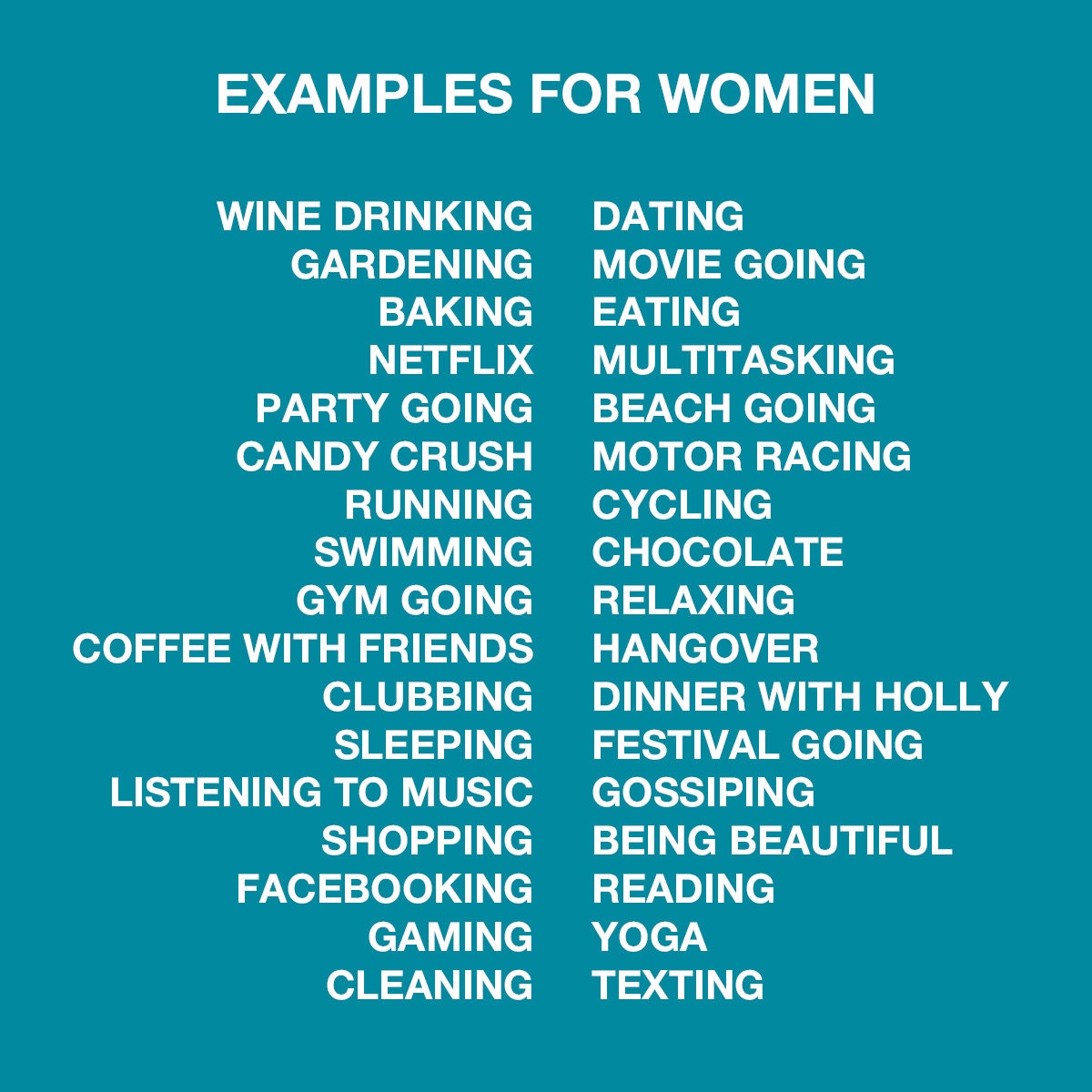 Womens / Personalised / Weekend / Hobbies / Sport / Activities ...