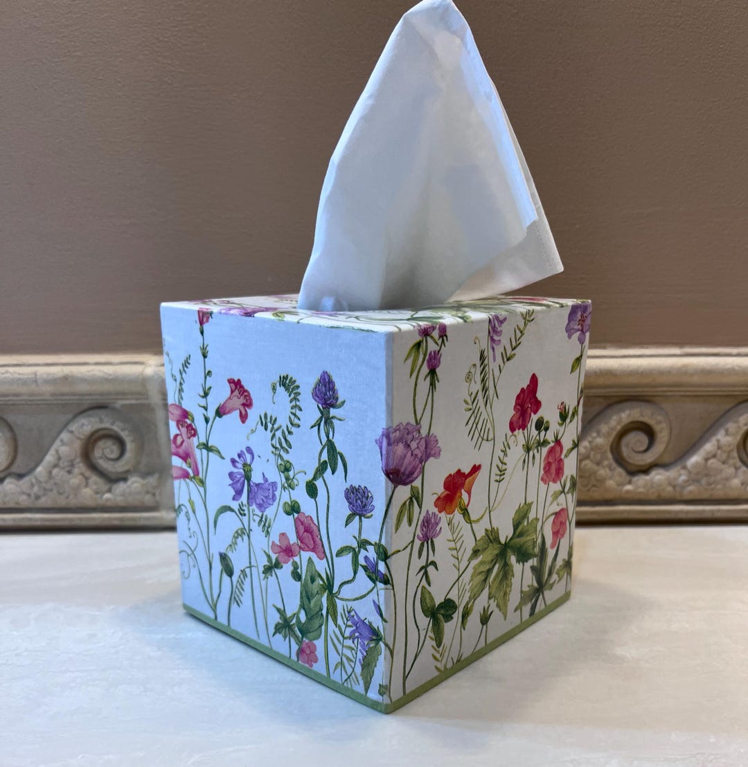 French Florals Decoupaged Tissue Box - Etsy