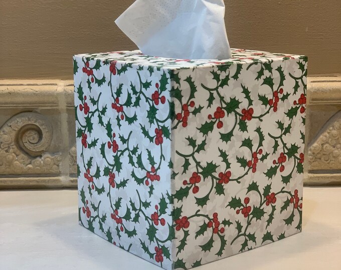 Tissue Box Cover, Winter Scene, Whitewashed Wood, Decoupaged Snowman ...