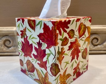 Fall Orange Leaves Tissue Box Cover - Etsy