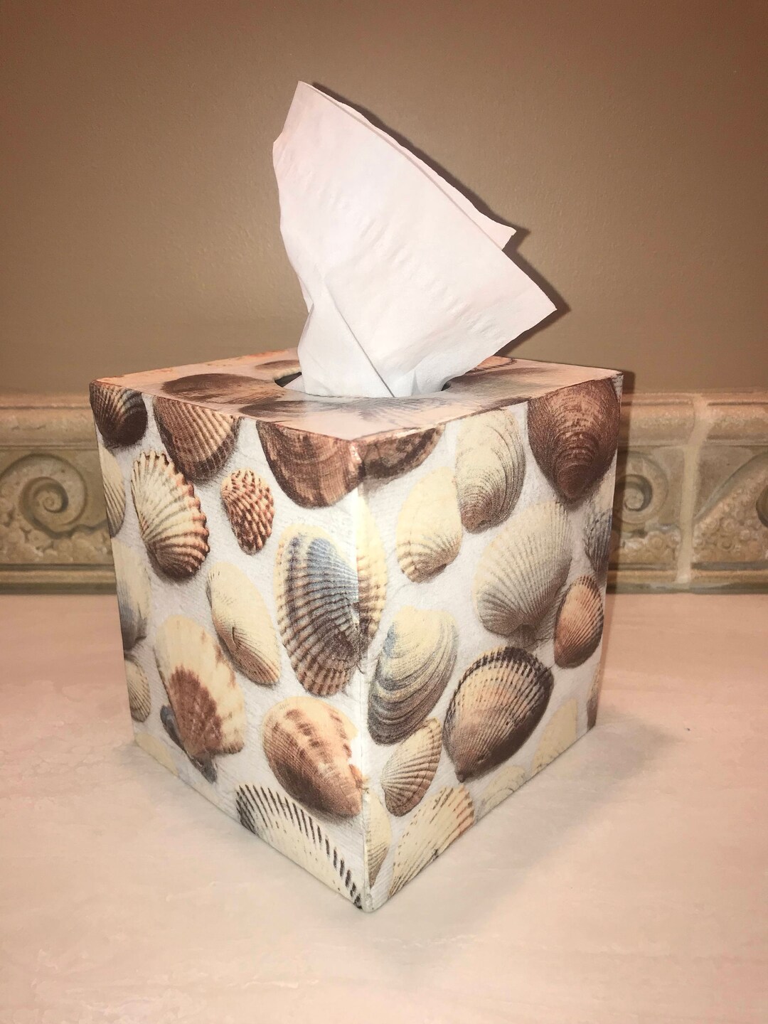 Beach Inspired Multi-seashell Tissue Box Cover - Etsy
