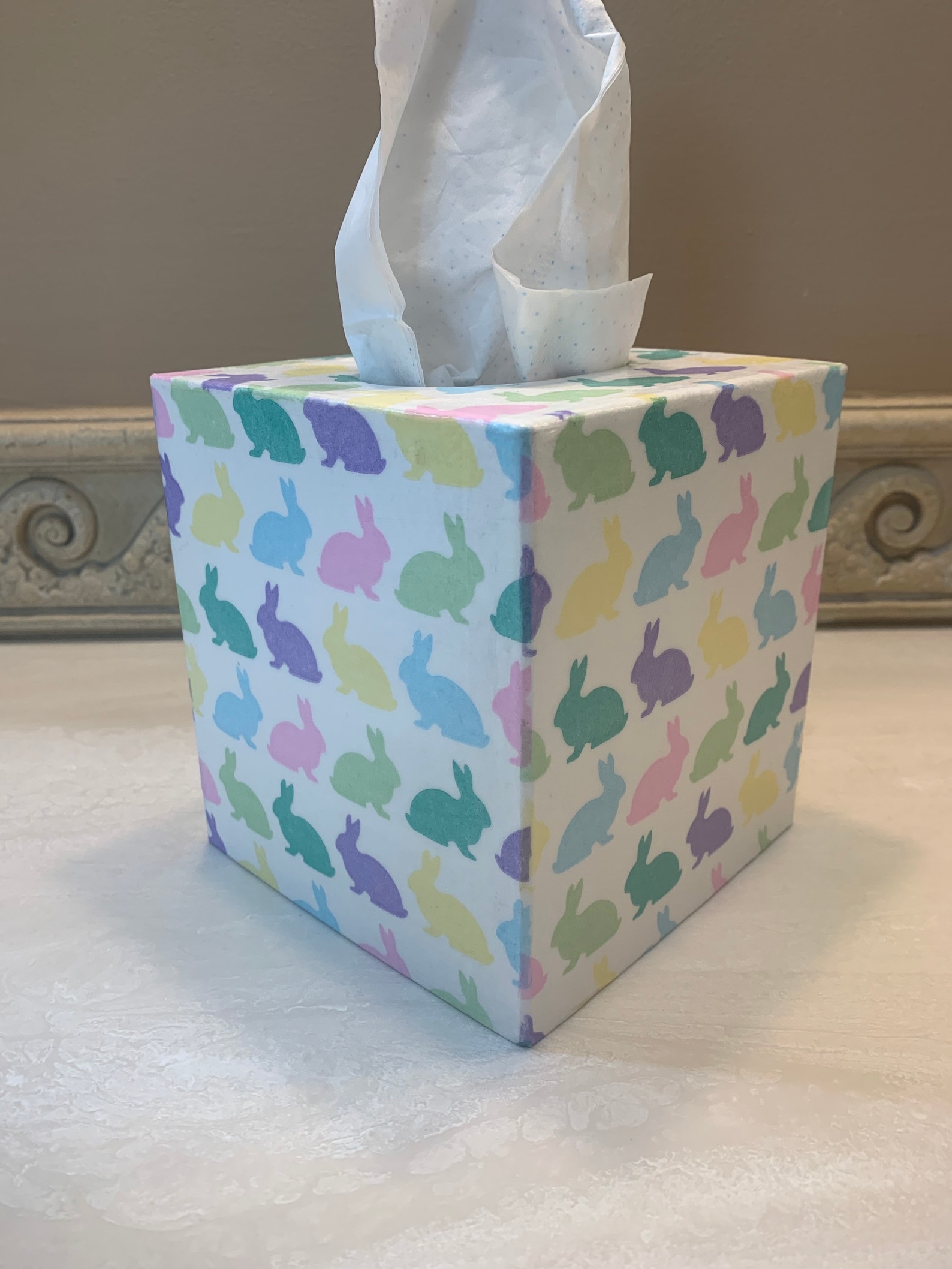 Multi-color Easter Bunny Tissue Box Cover - Etsy