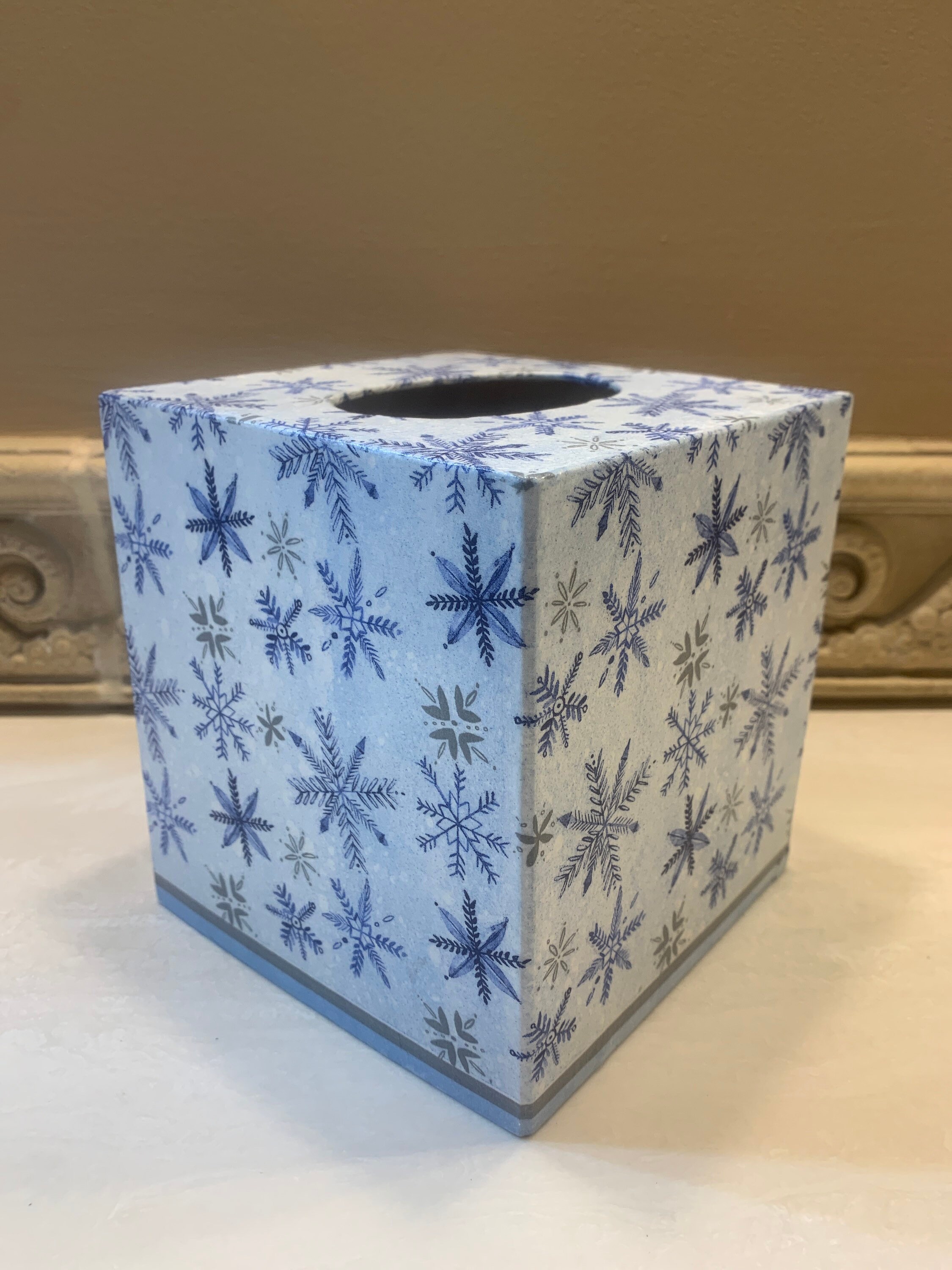 Snow is in the Air!! Blue and Silver Snowflake Tissue Box Cover - Etsy
