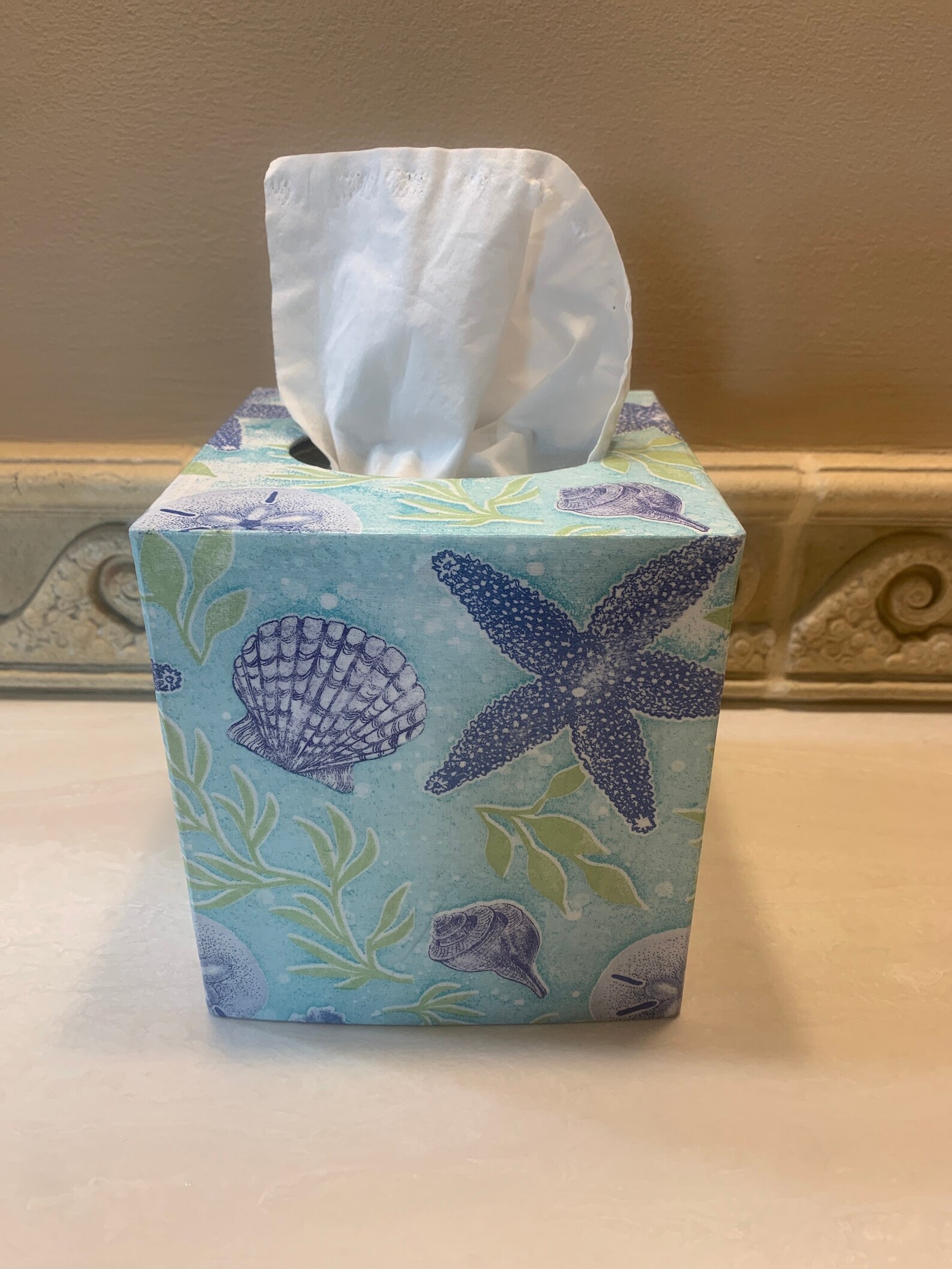 Teal Background Beach Inspired Sea Shell Starfish Sand - Etsy