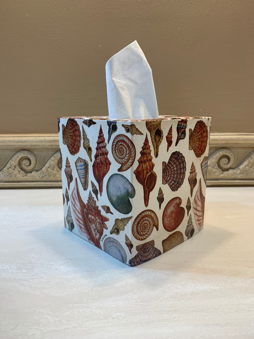 Beach Inspired Multi-seashell (white Background) Tissue Box Cover - Etsy