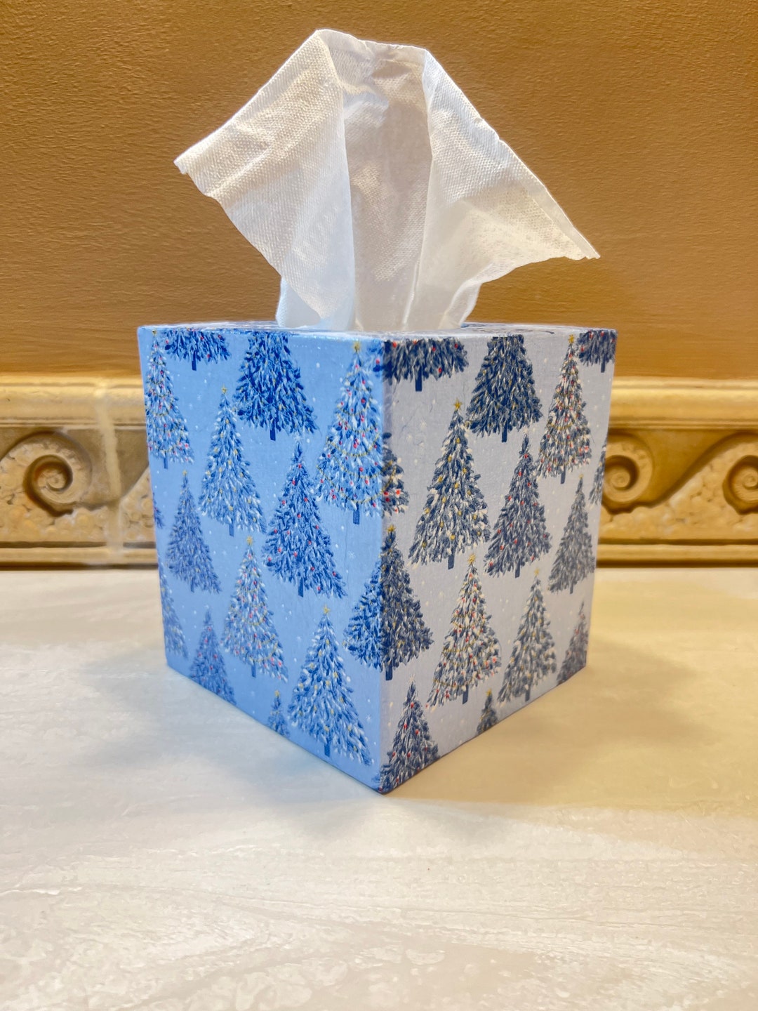 A Blue Christmas! Blue Winter Scene Christmas Tree Tissue Box Cover - Etsy
