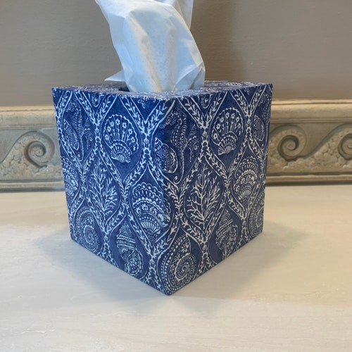 Blue Toile Tissue Box Cover - Etsy