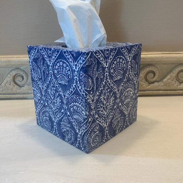 Blue and White Tissue Box - Etsy