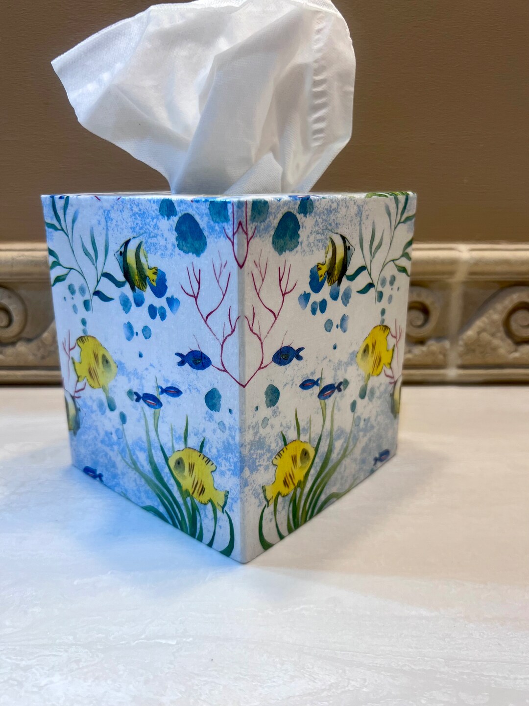 Follow the Fish Tissue Box Cover - Etsy
