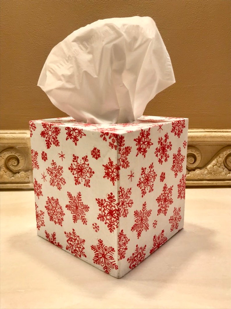 Snow is in the Air Red and White Snowflake Tissue Box Cover | Etsy