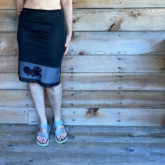 Vintage Half Slip Black 60s Sixties Nylon Sheer Lace … Gem