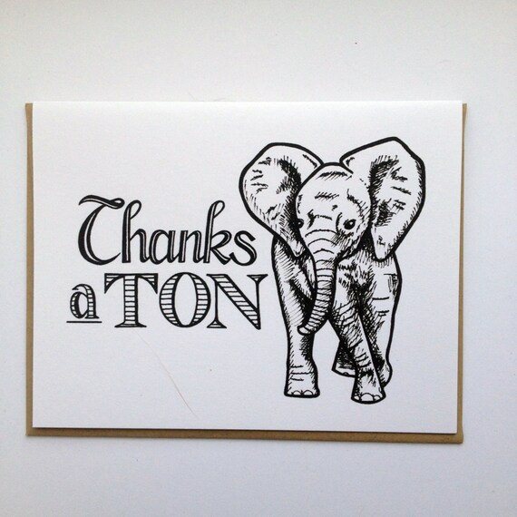 Thanks a TON Hand Lettered Greeting Card - Etsy