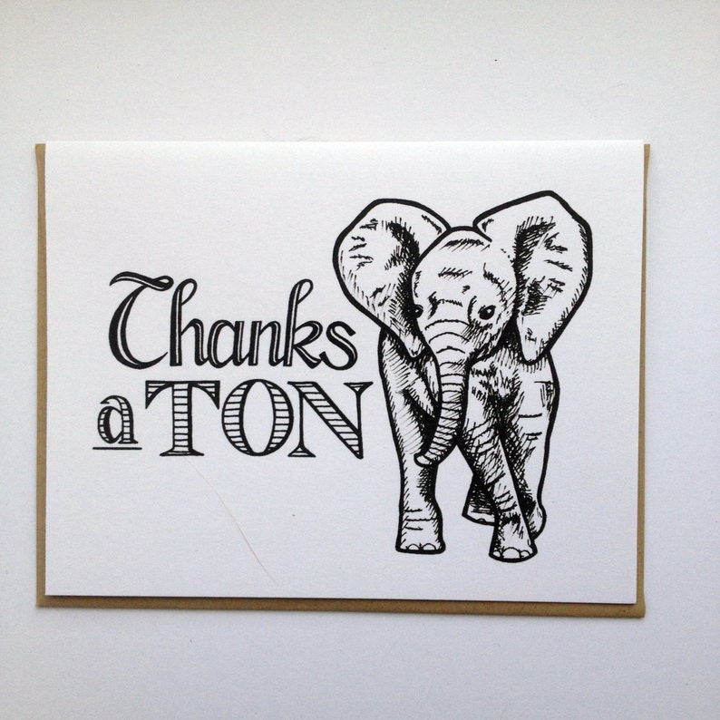 Thanks a TON Hand Lettered Greeting Card - Etsy