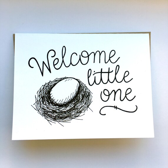 Welcome Little One Hand Lettered Greeting Card for Baby - Etsy