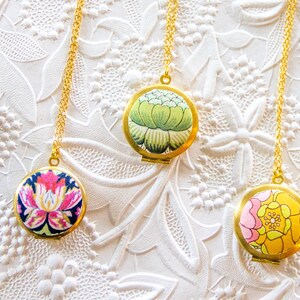 Liberty of London Fabric Button Locket Necklaces- With Gold Chain ...